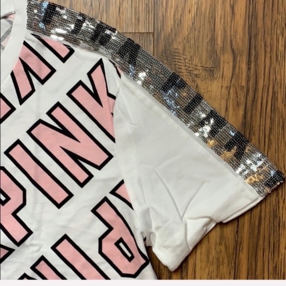 PINK Victoria's Secret | Tops | Vs Pink Bling Campus Short Sleeve Tee ...